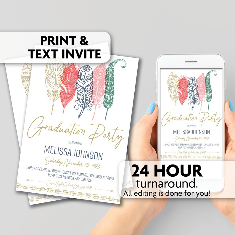 Graduation Party Invitation Print Text or Email Invite - Etsy