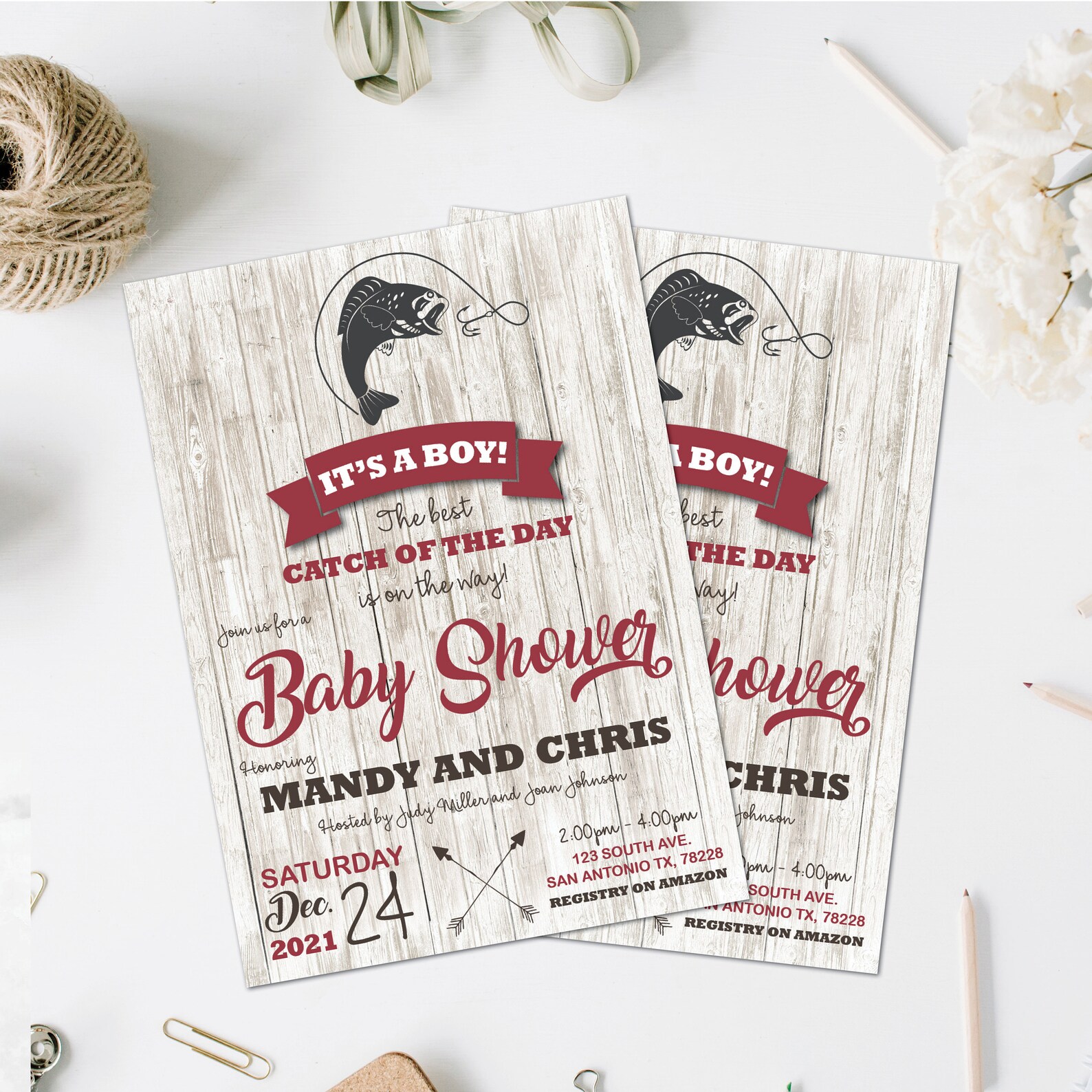 Fishing Baby Shower Invitations Diaper Raffle Book - Etsy