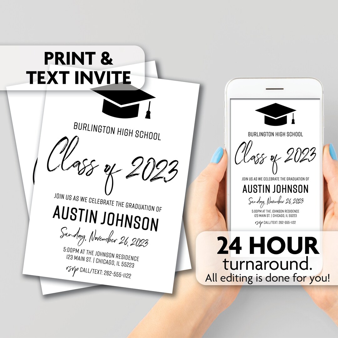 Graduation Party Invitation Print Text or Email Invite - Etsy