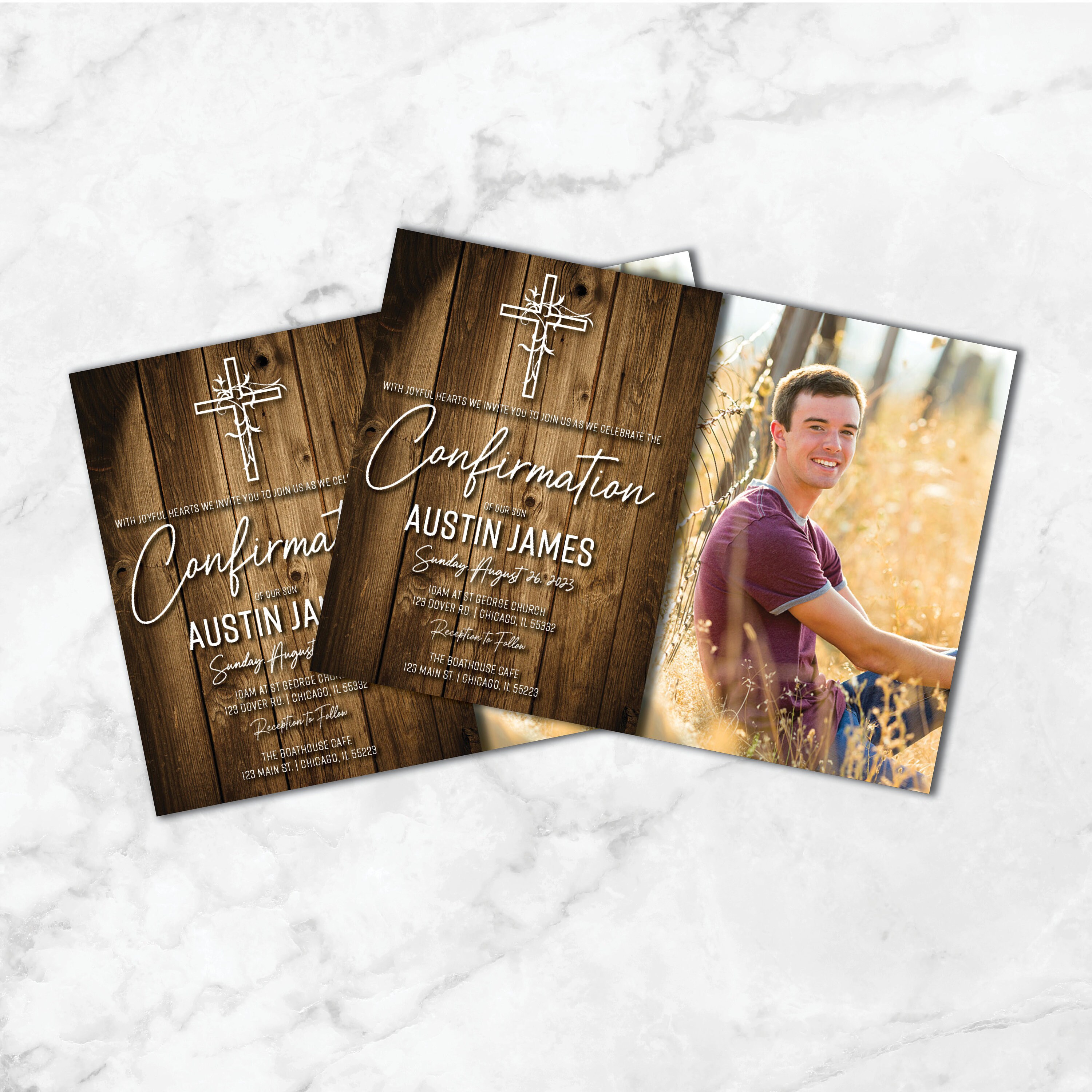Confirmation Invitation With Photo | Rustic | Print, Text or Email ...
