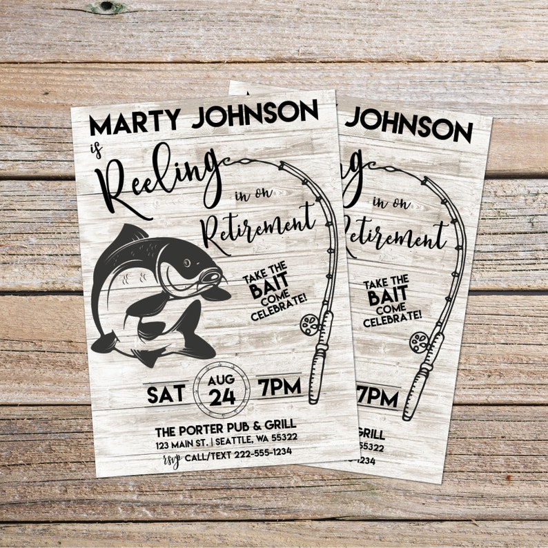 Rustic Fishing Theme Retirement Invitation | Etsy