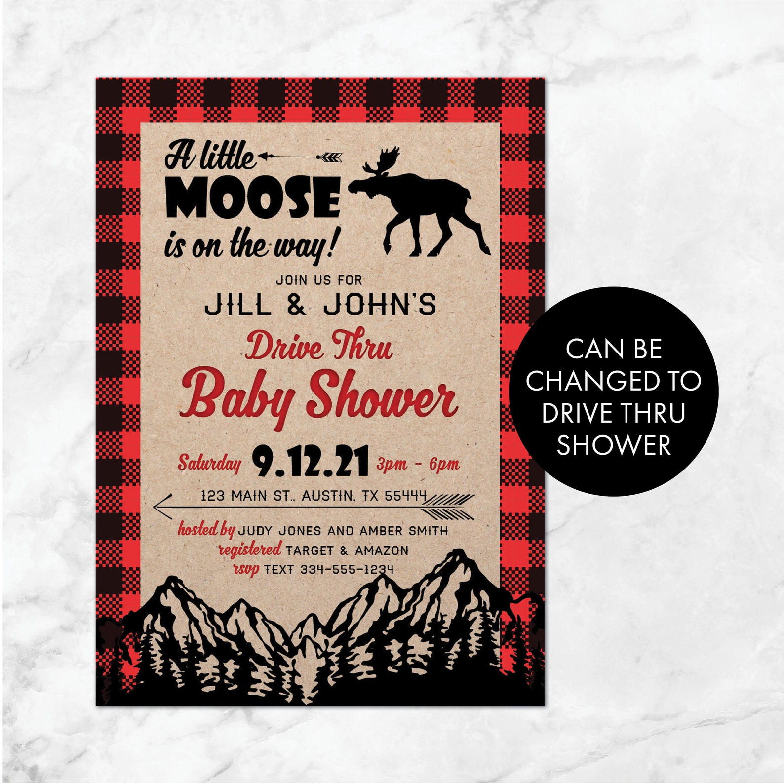 Moose Baby Shower Invitations Diaper Raffle Book Request - Etsy
