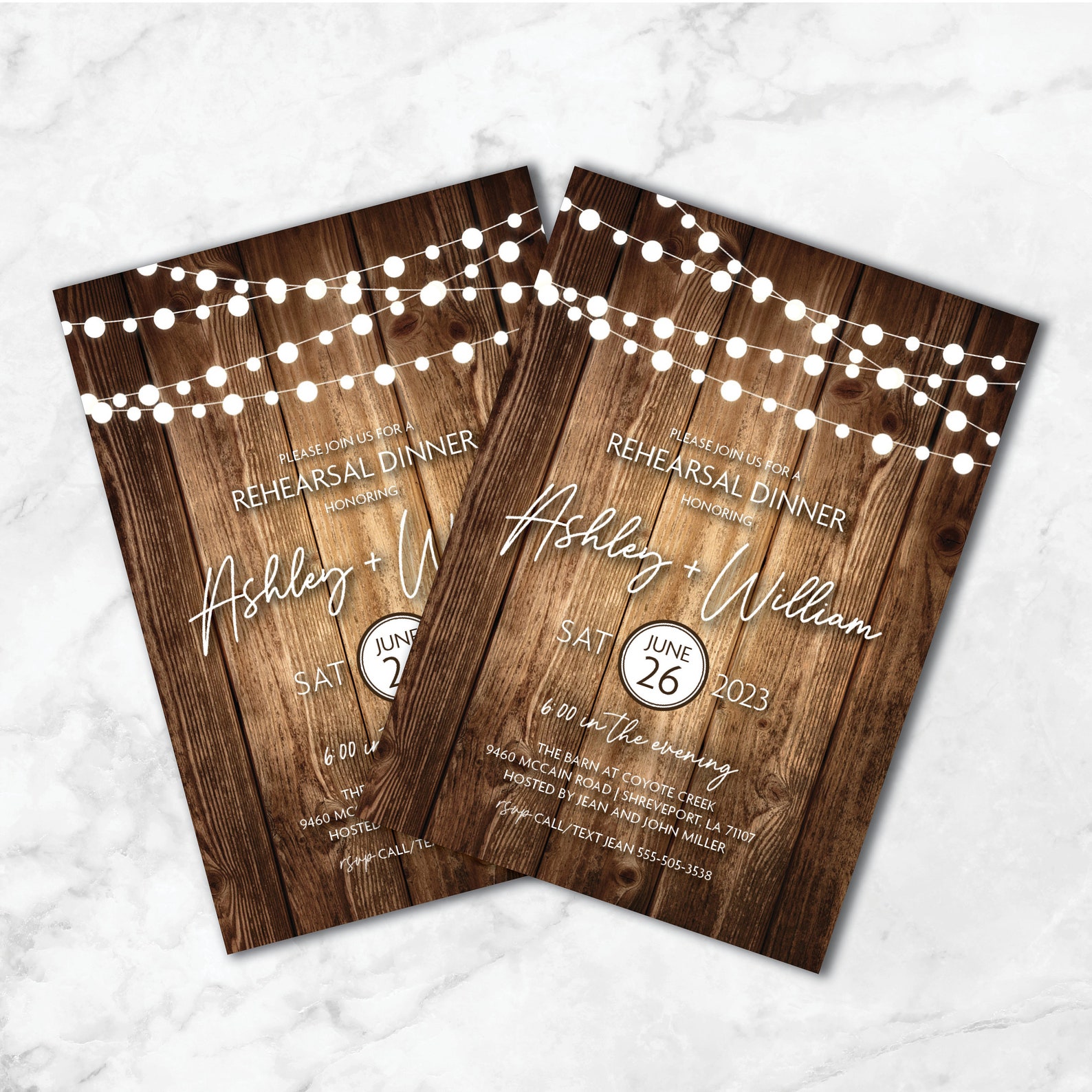 Rustic Rehearsal Dinner Invitations String Lights Print - Etsy
