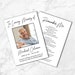 Memorial Poem Card | Celebration of Life | Prayer Card | Print, Text or ...