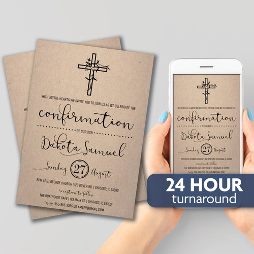 Confirmation Invitation Template Download Printable - Etsy
