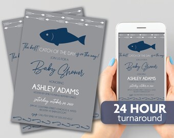 Fishing Baby Shower Invitations Best Catch of the Day | Etsy