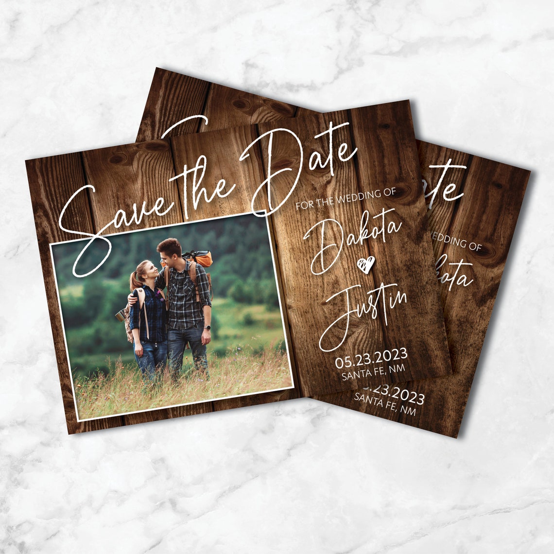 Rustic Wedding Save the Date With Photo - Etsy