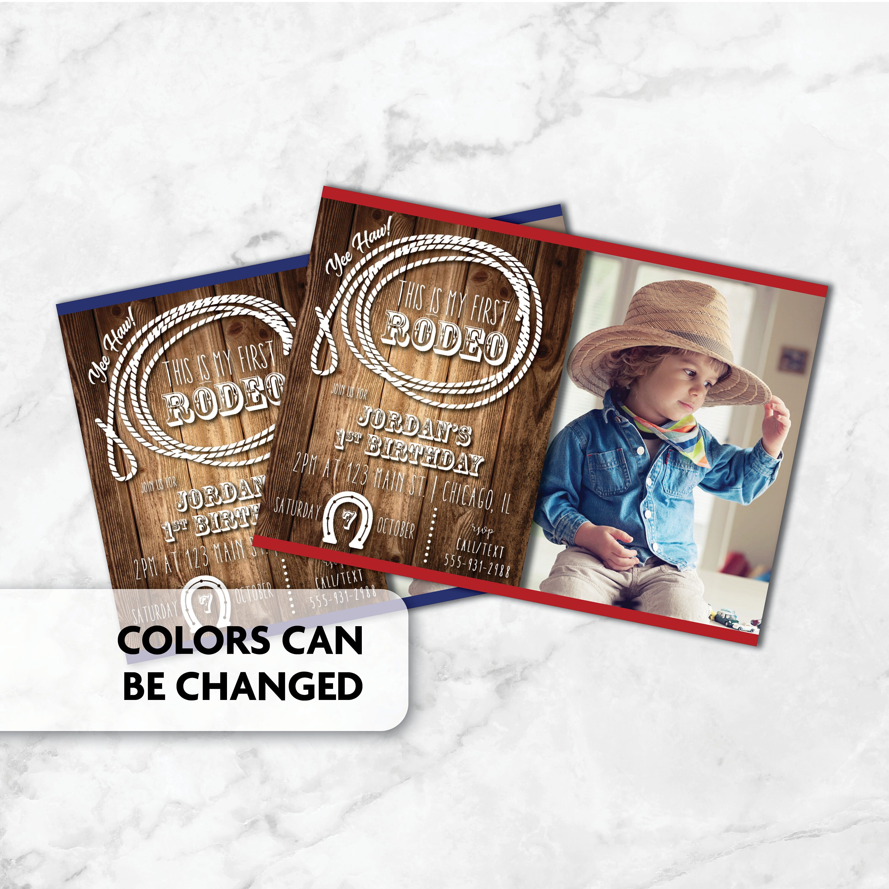 Cowboy Birthday Invitation My First Rodeo ANY Age Print - Etsy