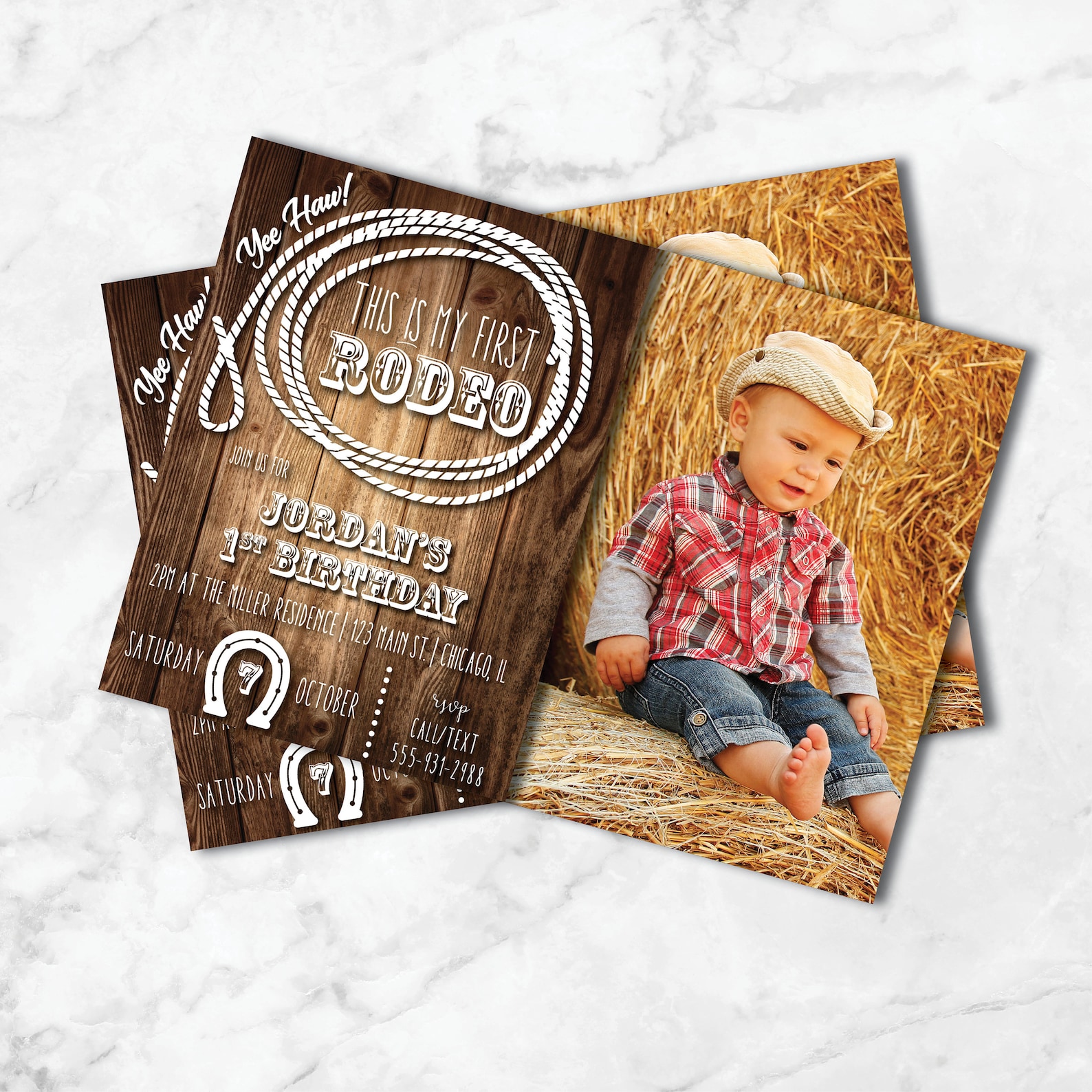 Cowboy Birthday Invitation My First Rodeo Western Birthday | Etsy