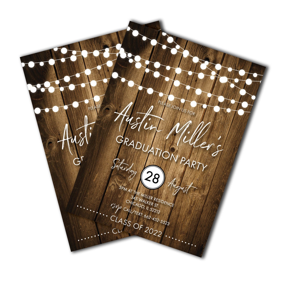 Rustic Graduation Party Invitation Print Text or Email - Etsy