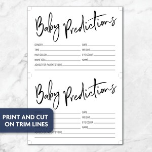 Baby Predictions | Baby Shower Games | Instant Download | Gender ...