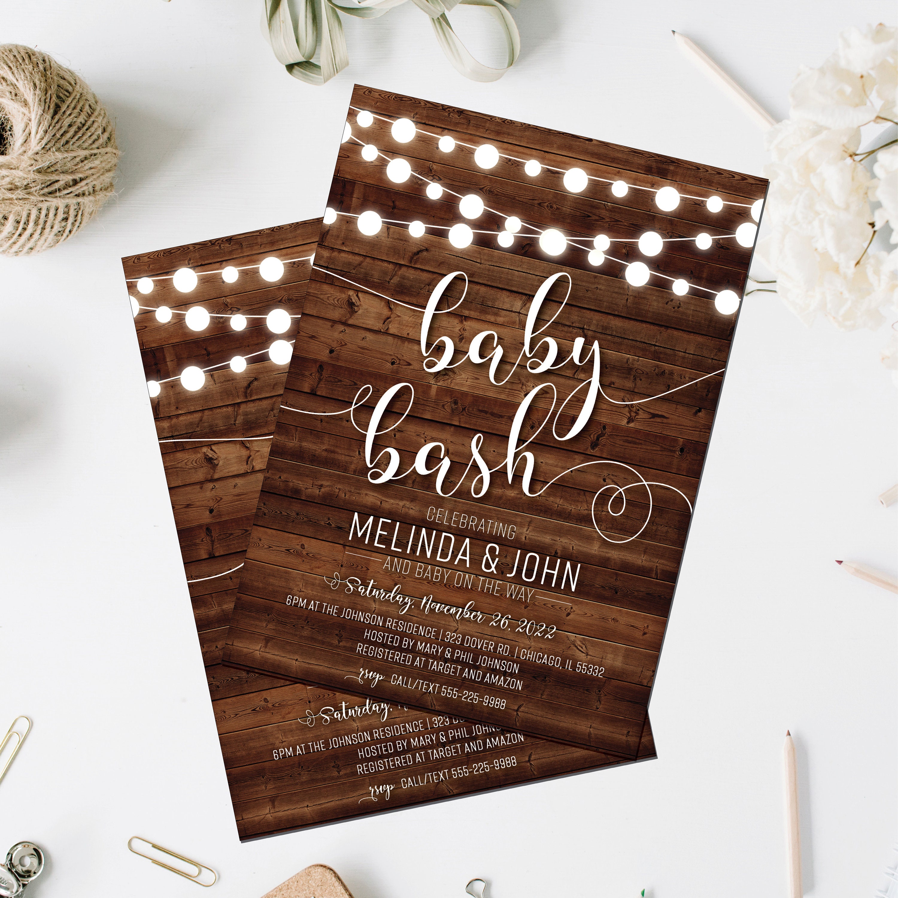 Rustic Baby Bash Shower Invitation Diaper Raffle Book | Etsy