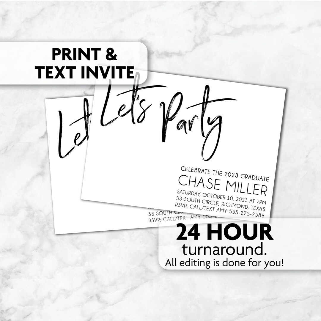 Let's Party Graduation Party Invitation | Print, Text or Email Invite ...