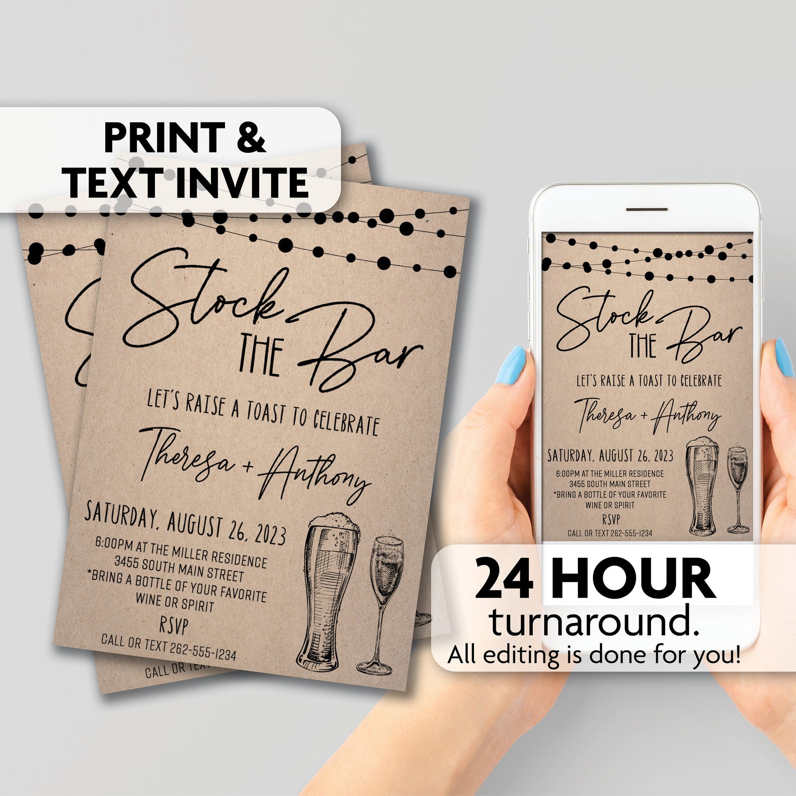 Stock the Bar Shower Invitations Print Text or Email Invite - Etsy