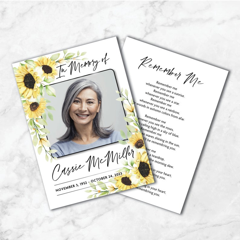 Memorial Poem Card | Celebration of Life | Prayer Card | Print, Text or ...