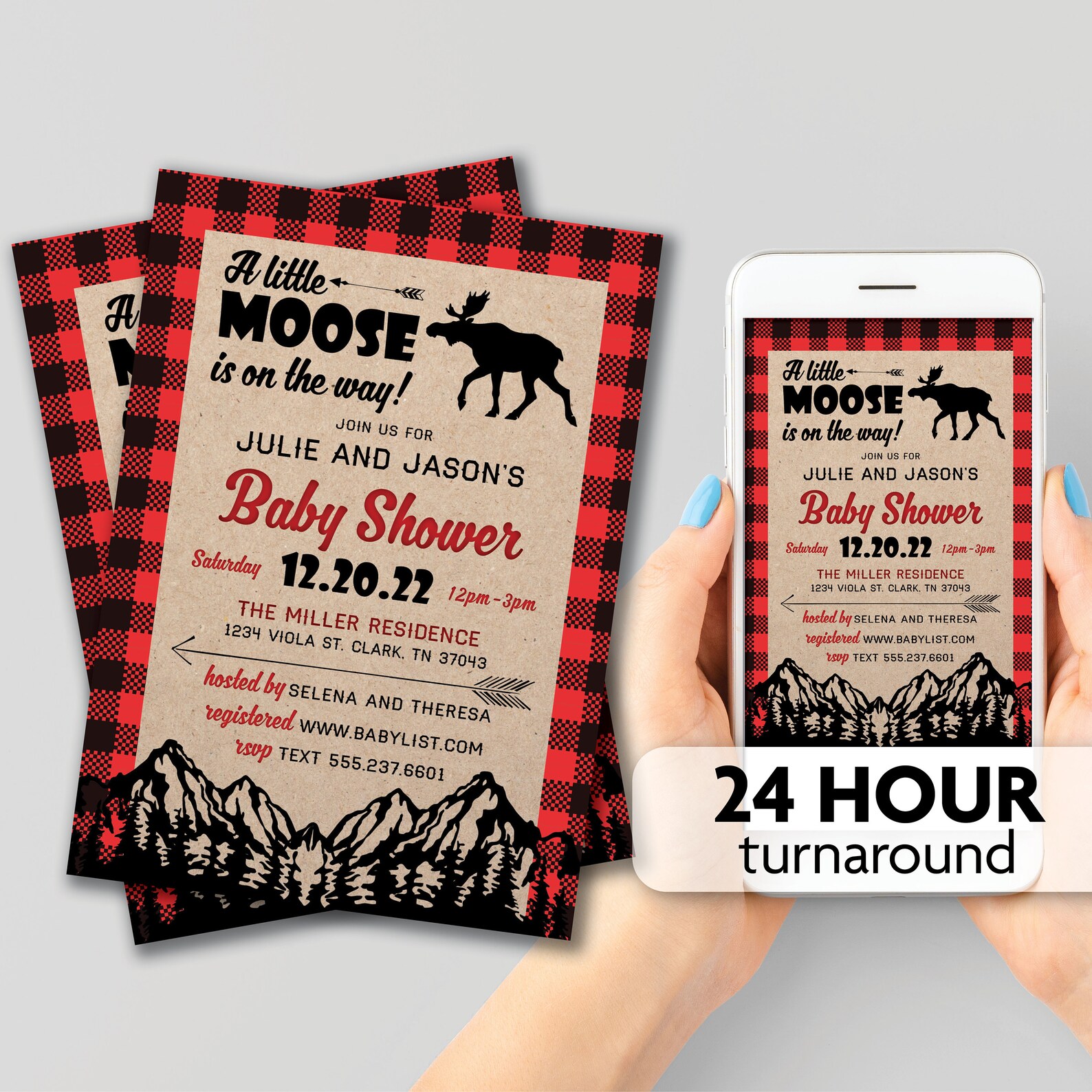 Moose Baby Shower Invitations Diaper Raffle Book Request | Etsy