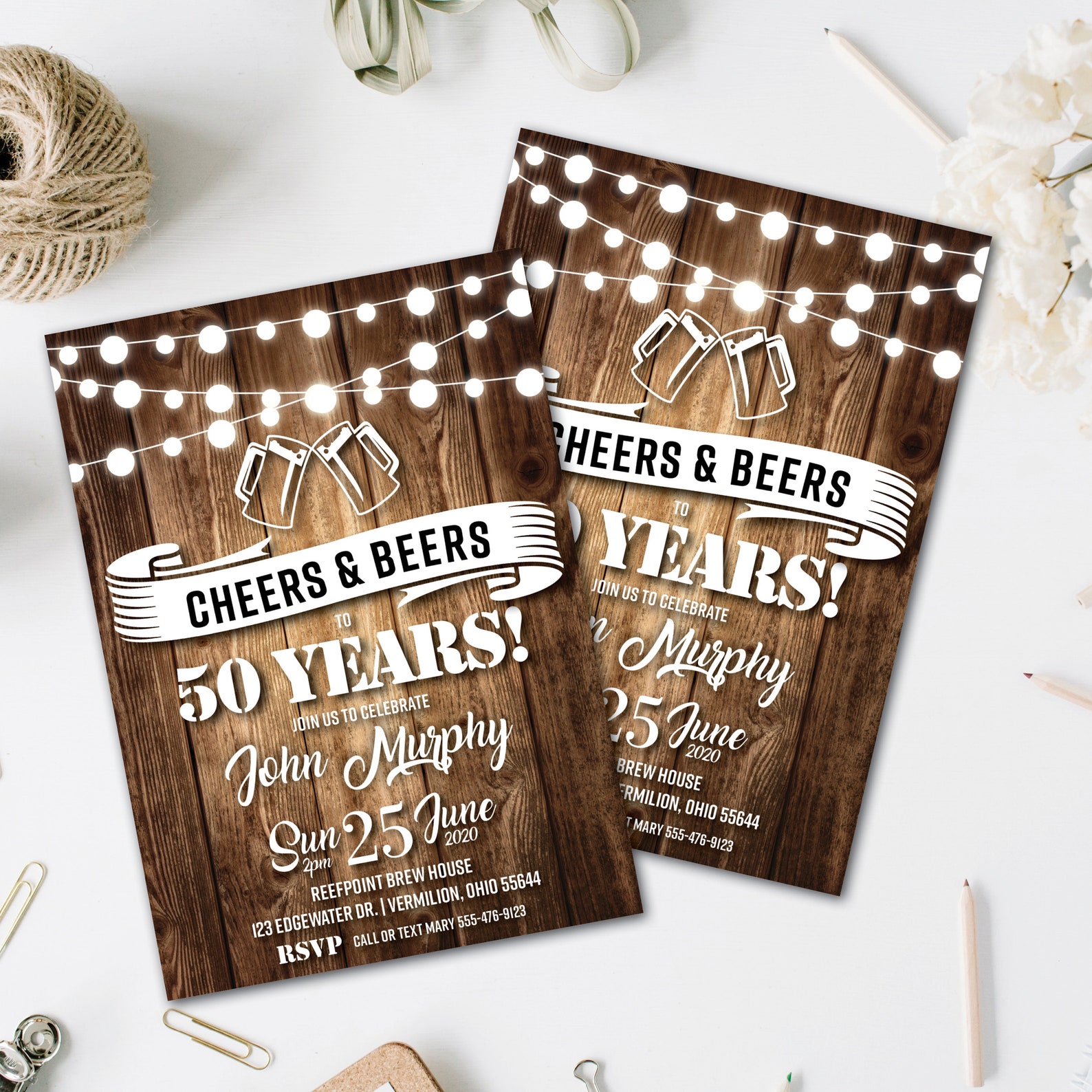 Rustic Birthday Invitations ANY Age Cheer and Beers - Etsy