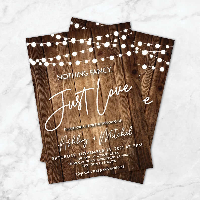 Nothing Fancy Just Love Wedding Invitations Rustic String - Etsy