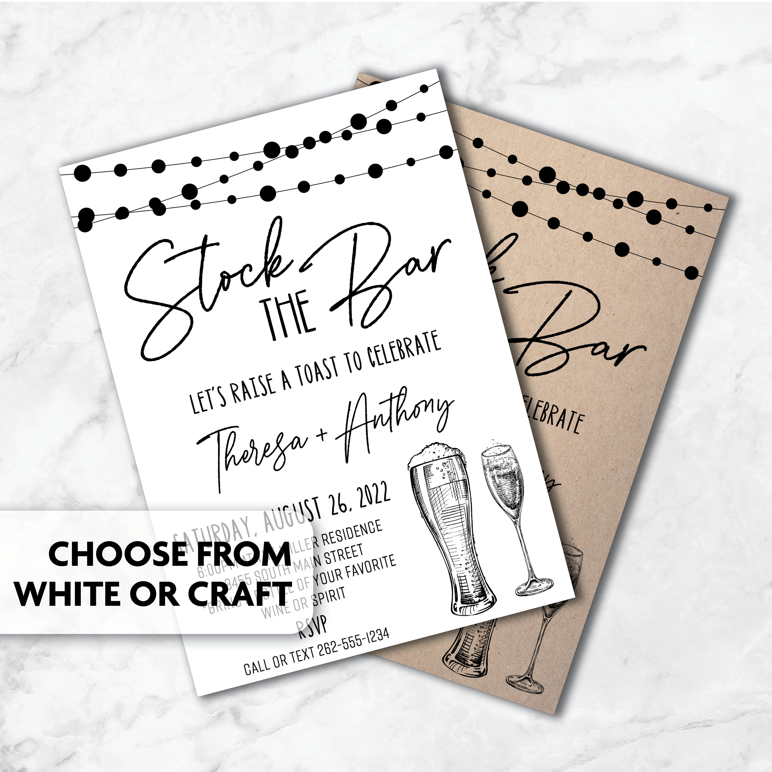 Stock the Bar Shower Invitations Print Text or Email Invite - Etsy