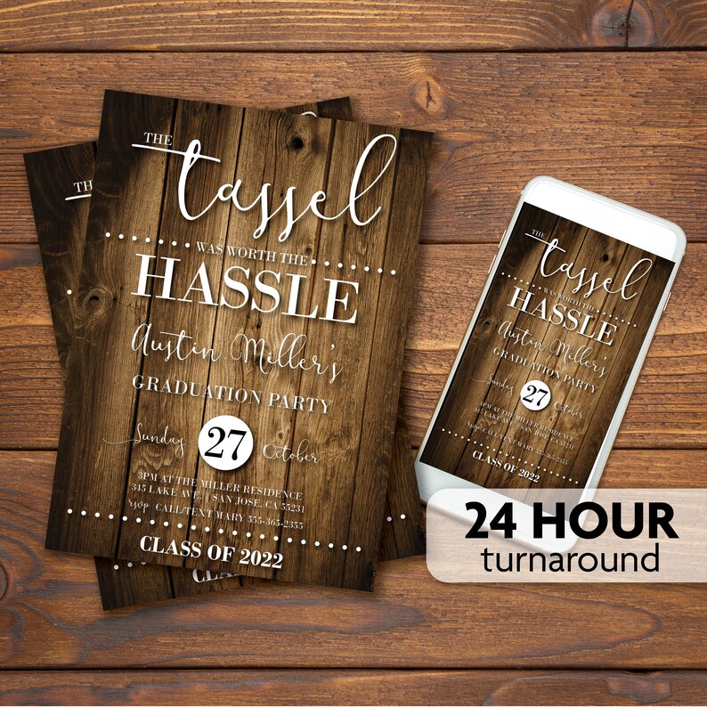 Rustic Graduation Party Invitation Print Text or Email - Etsy