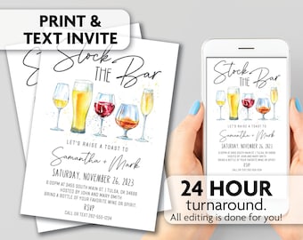 Stock the Bar Invitation Printable Barware and Booze Invite - Etsy