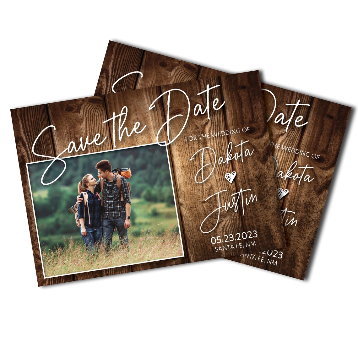 Rustic Wedding Save the Date With Photo - Etsy