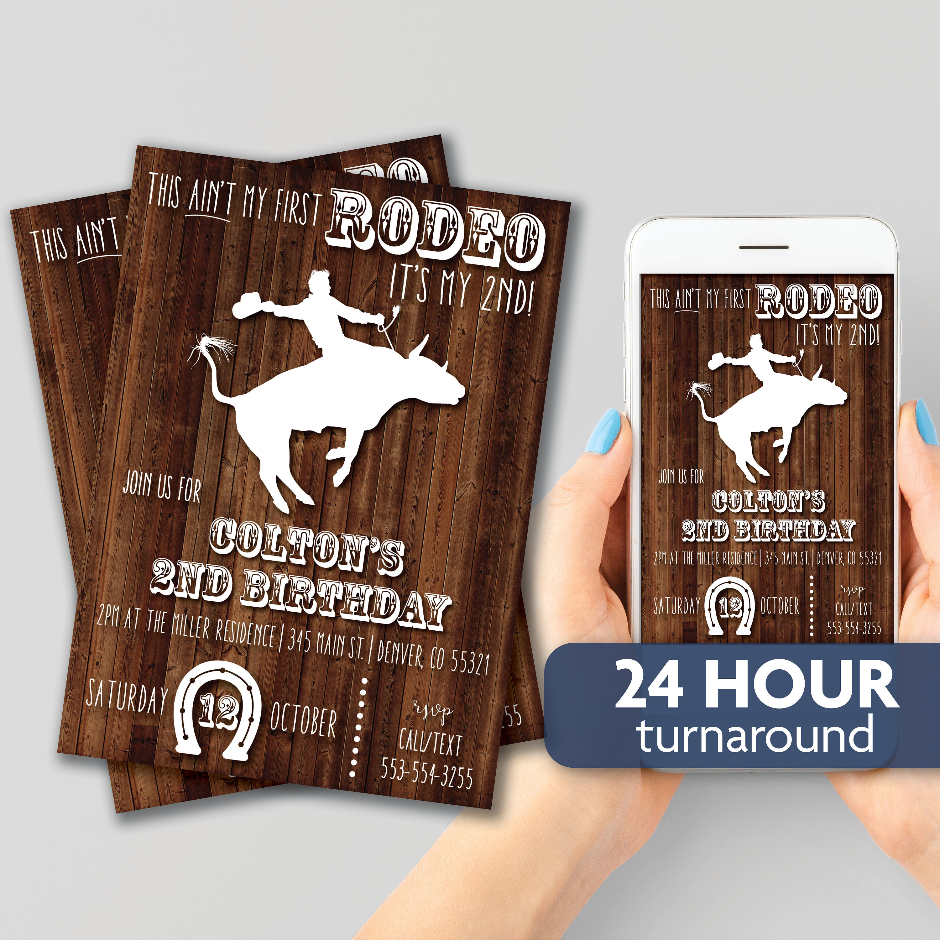Paper Paper & Party Supplies Cowboy Birthday Invitation Personalized ...