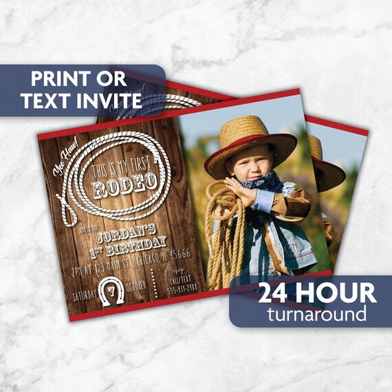 Cowboy Birthday Invitation My First Rodeo ANY Age | Etsy