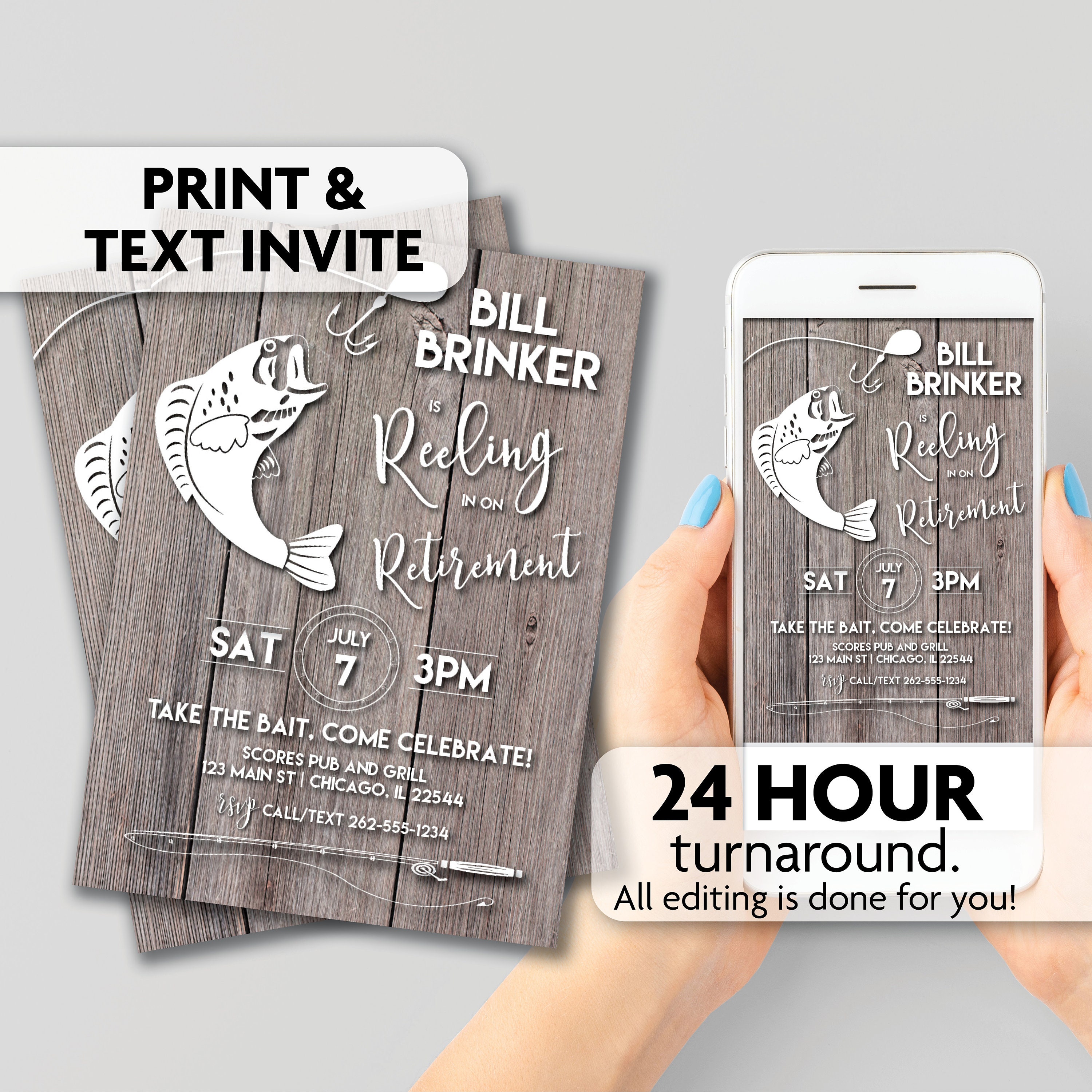 Fishing Theme Retirement Invitation Print Text or Email - Etsy