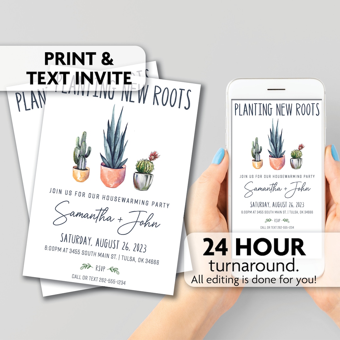 Planting New Roots Housewarming Invitation | Print, Text or Email ...
