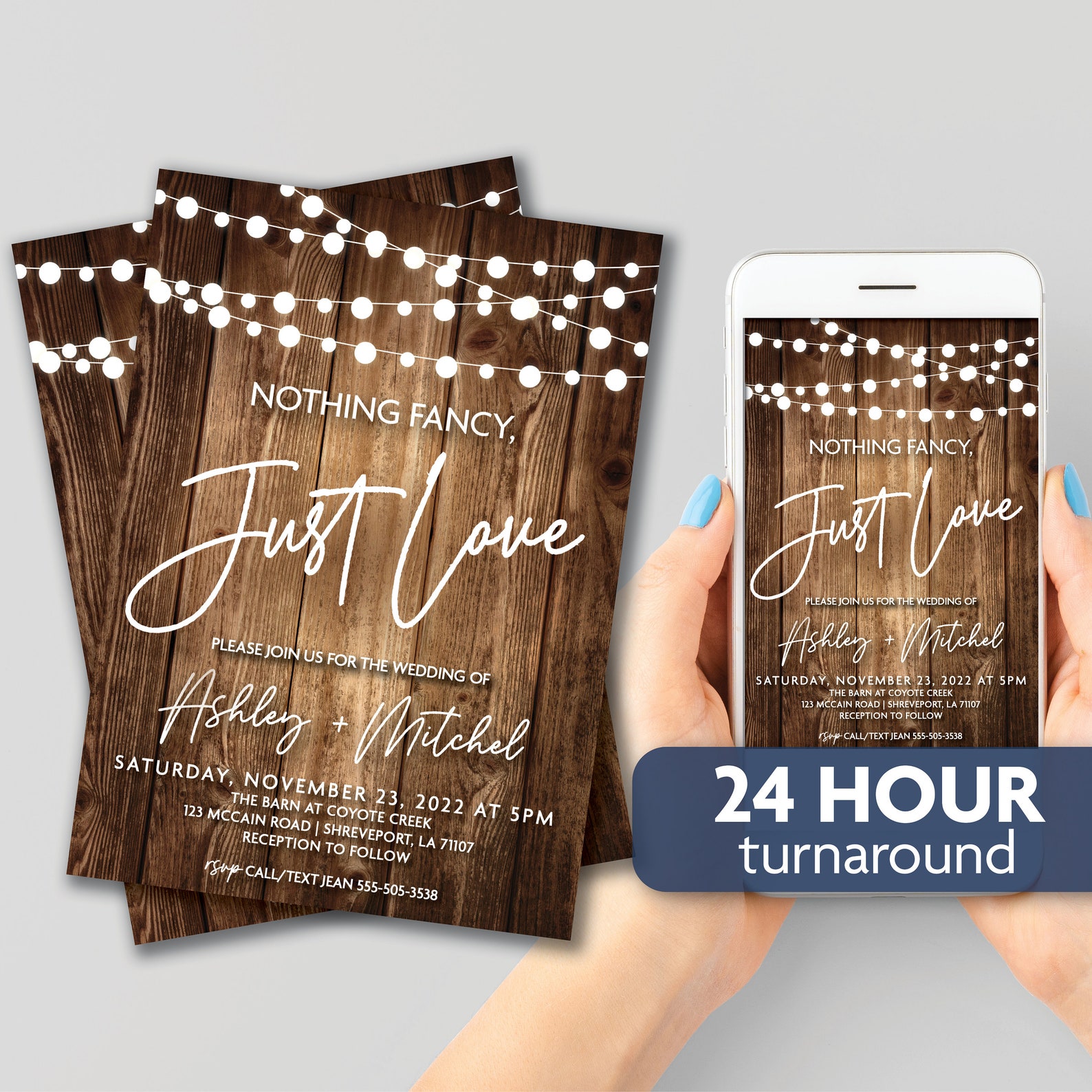 Nothing Fancy Just Love Wedding Invitations Rustic String - Etsy