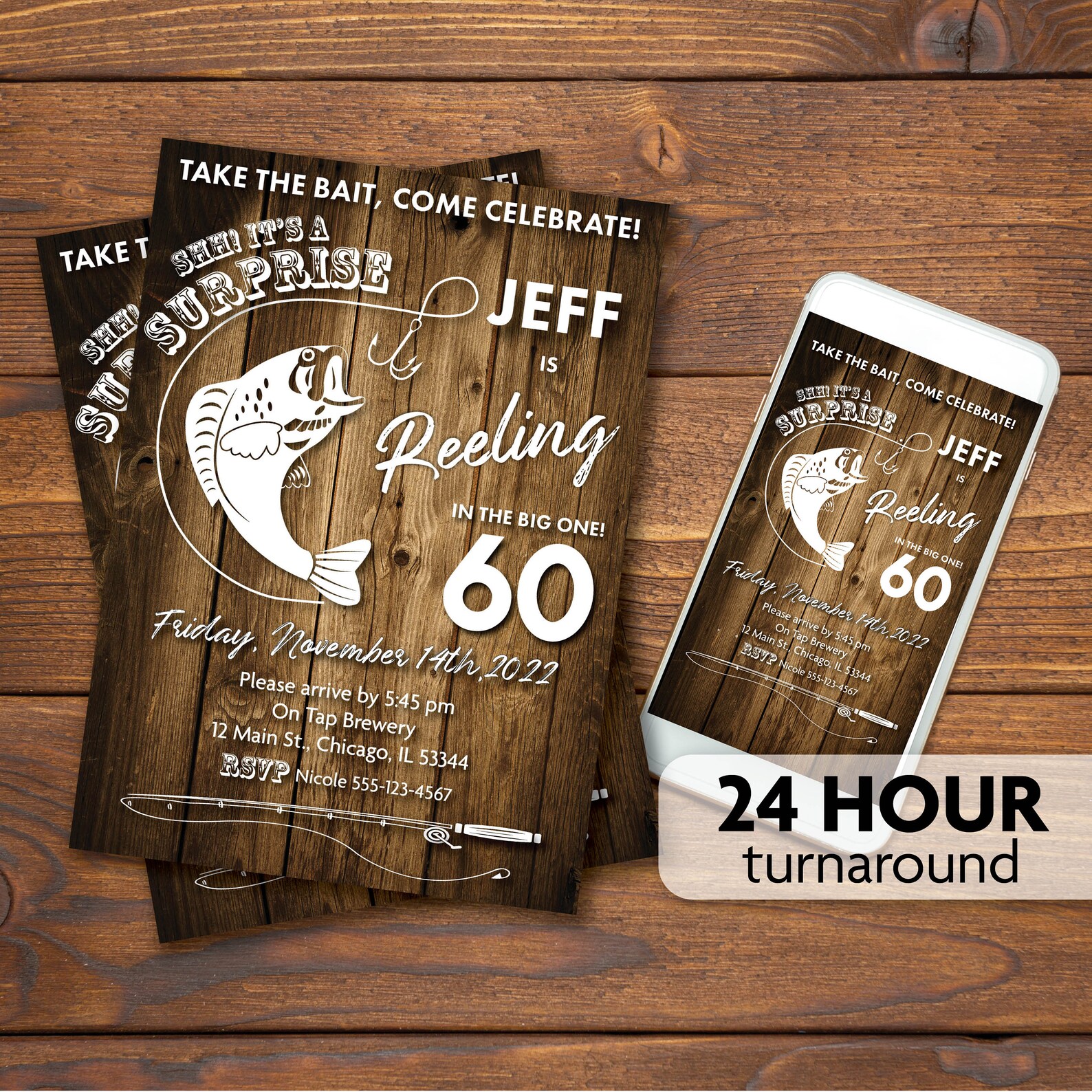 Fishing Theme Birthday Invitation ANY Age - Etsy