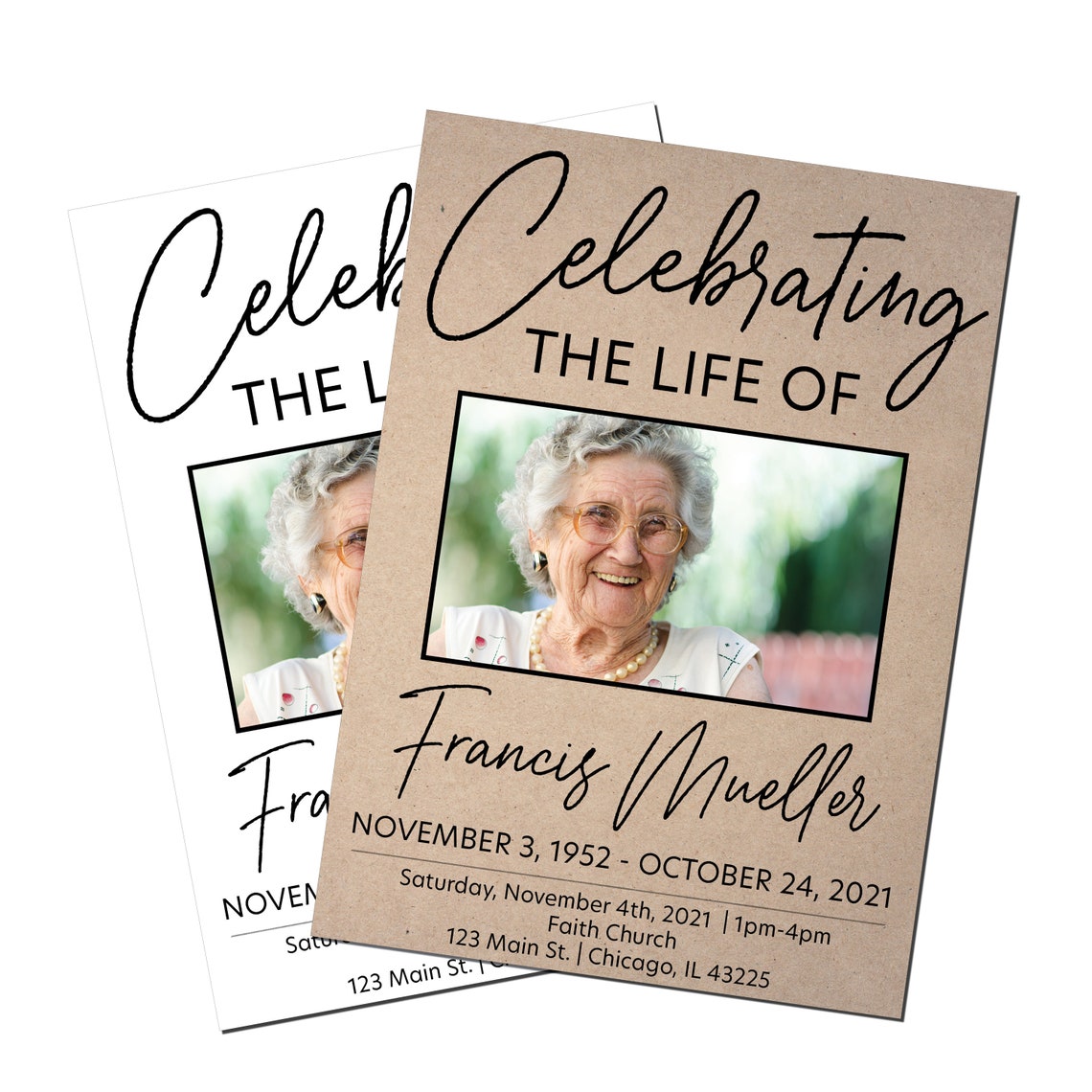 Memorial Invite Celebration of Life Announcement Funeral | Etsy