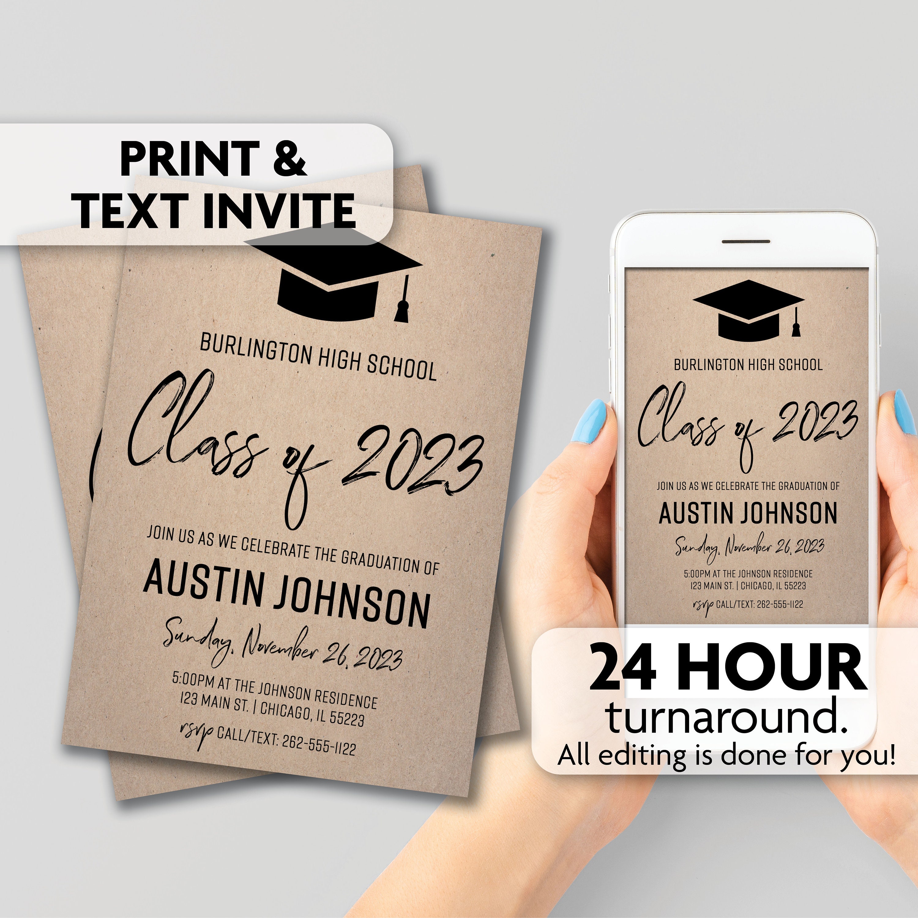Graduation Party Invitation Print Text or Email Invite - Etsy