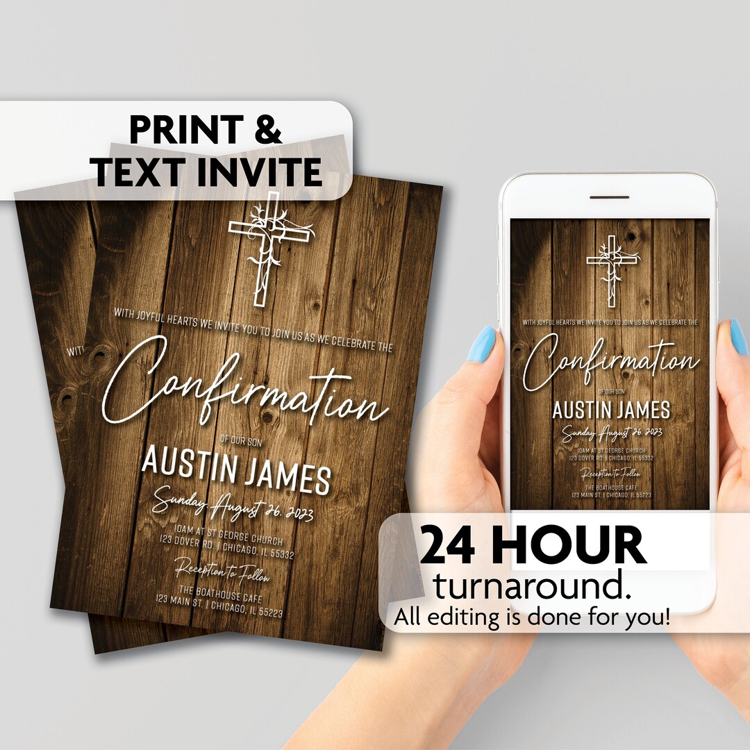 Confirmation Invitation | Rustic | Print, Text or Email Invite - Etsy