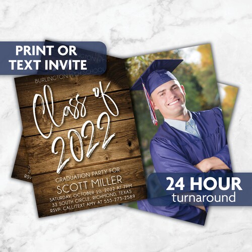 Rustic Graduation Party Invitation Photo Graduation - Etsy