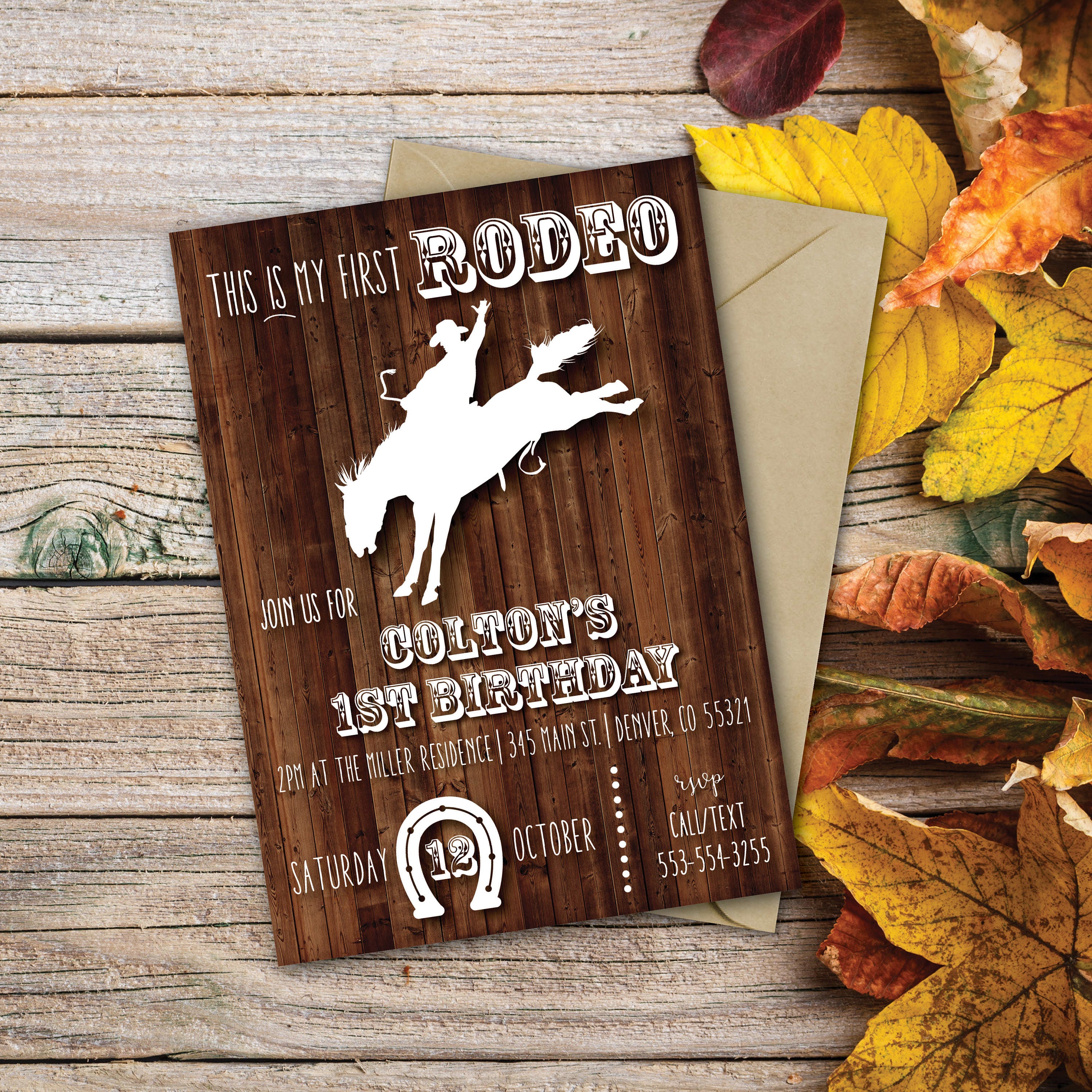Cowboy Birthday Invitation My First Rodeo Western Birthday | Etsy
