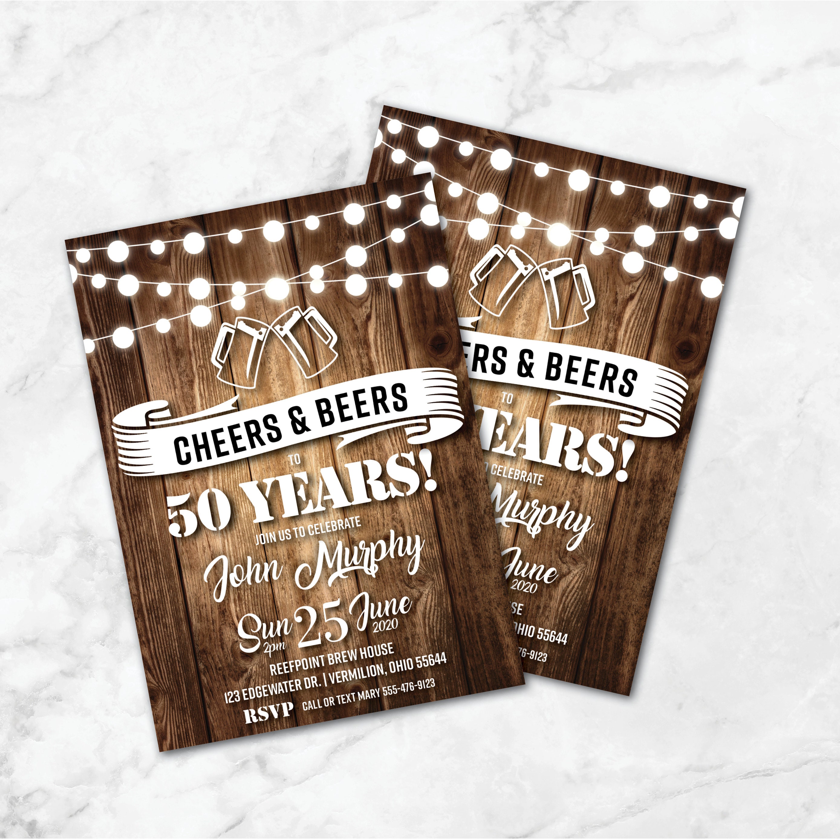 Rustic Birthday Invitations ANY Age Cheer and Beers - Etsy