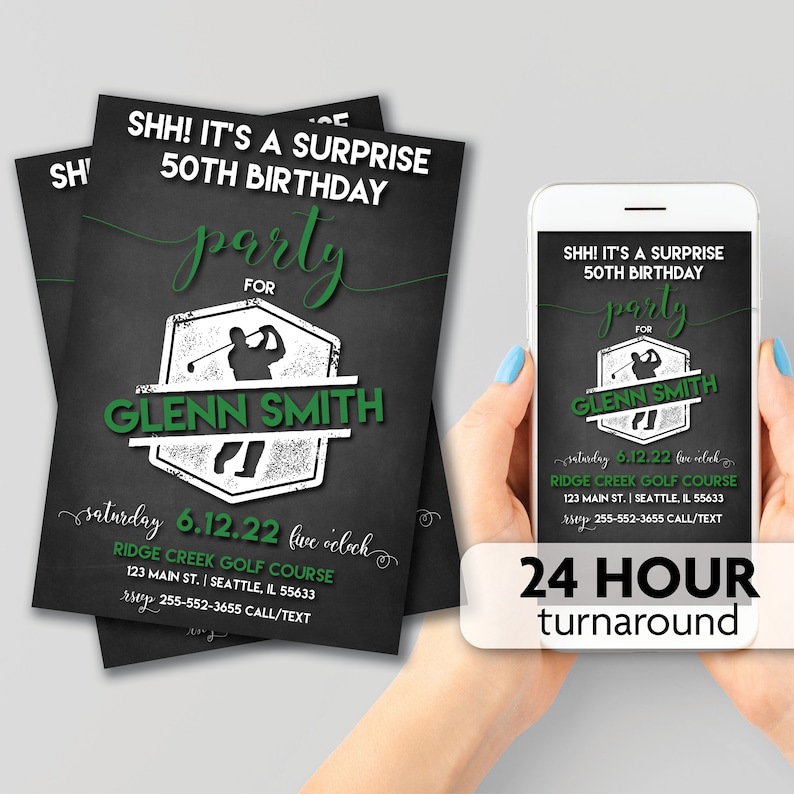 Golf Theme Birthday Invitation Top Golf Surprise ANY Age - Etsy