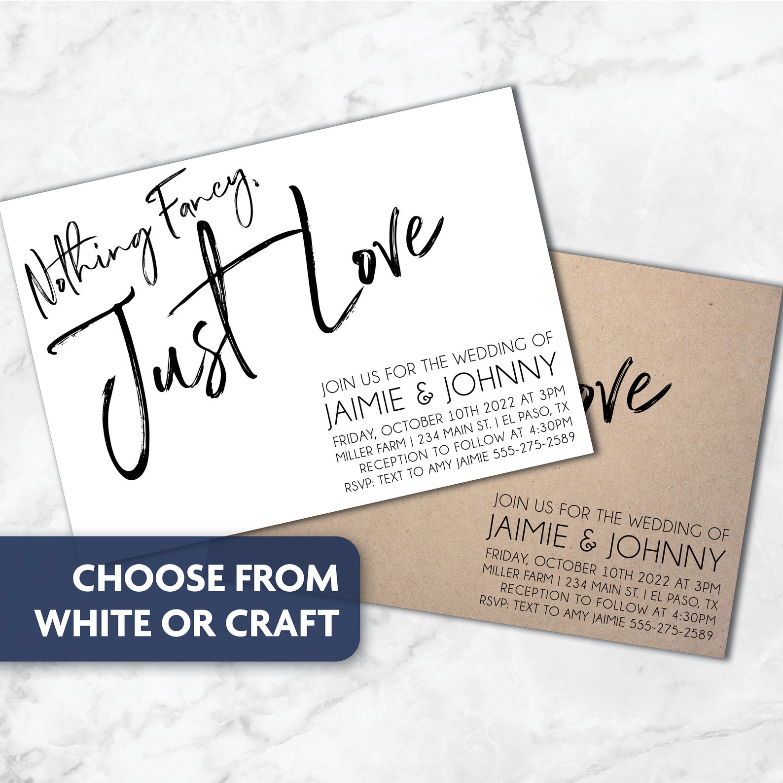 Nothing Fancy Just Love Wedding Invitation | Etsy