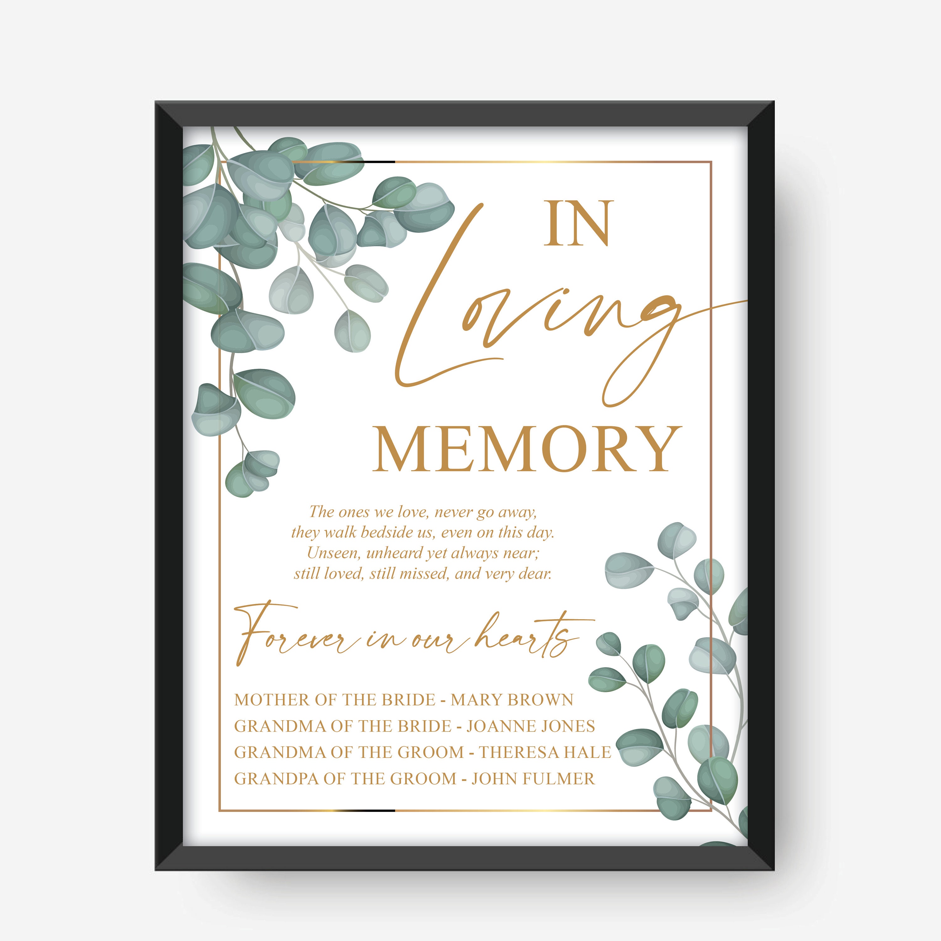 Personalized in Loving Memory of Sign for Wedding Forever in - Etsy