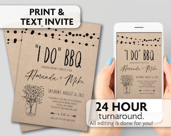 Self-editable I Do BBQ Bridal Shower Invitation, Couples Shower ...