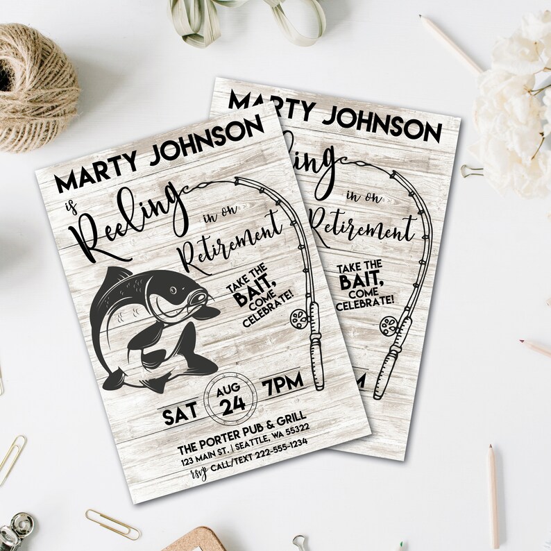 Fishing Theme Retirement Invitation - Etsy