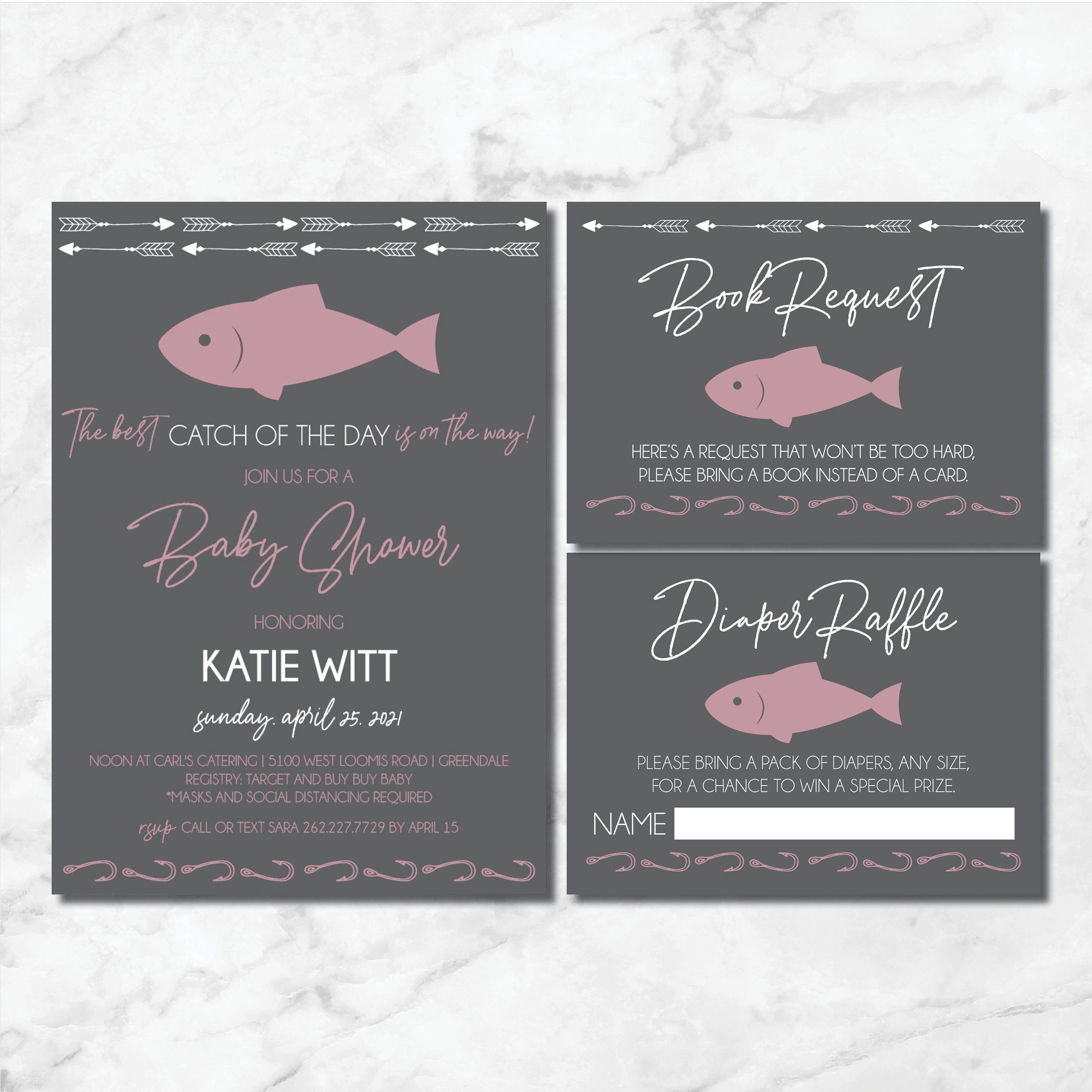 Fishing Baby Shower Invitation Diaper Raffle Book Request - Etsy