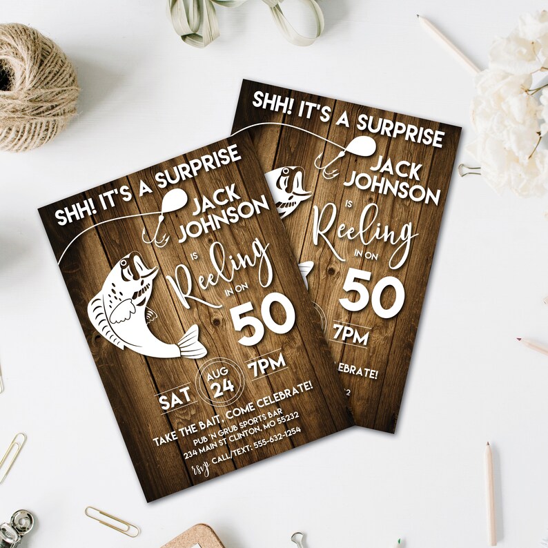 Fishing Theme Birthday Invitation | ANY Age | Print, Text or Email ...