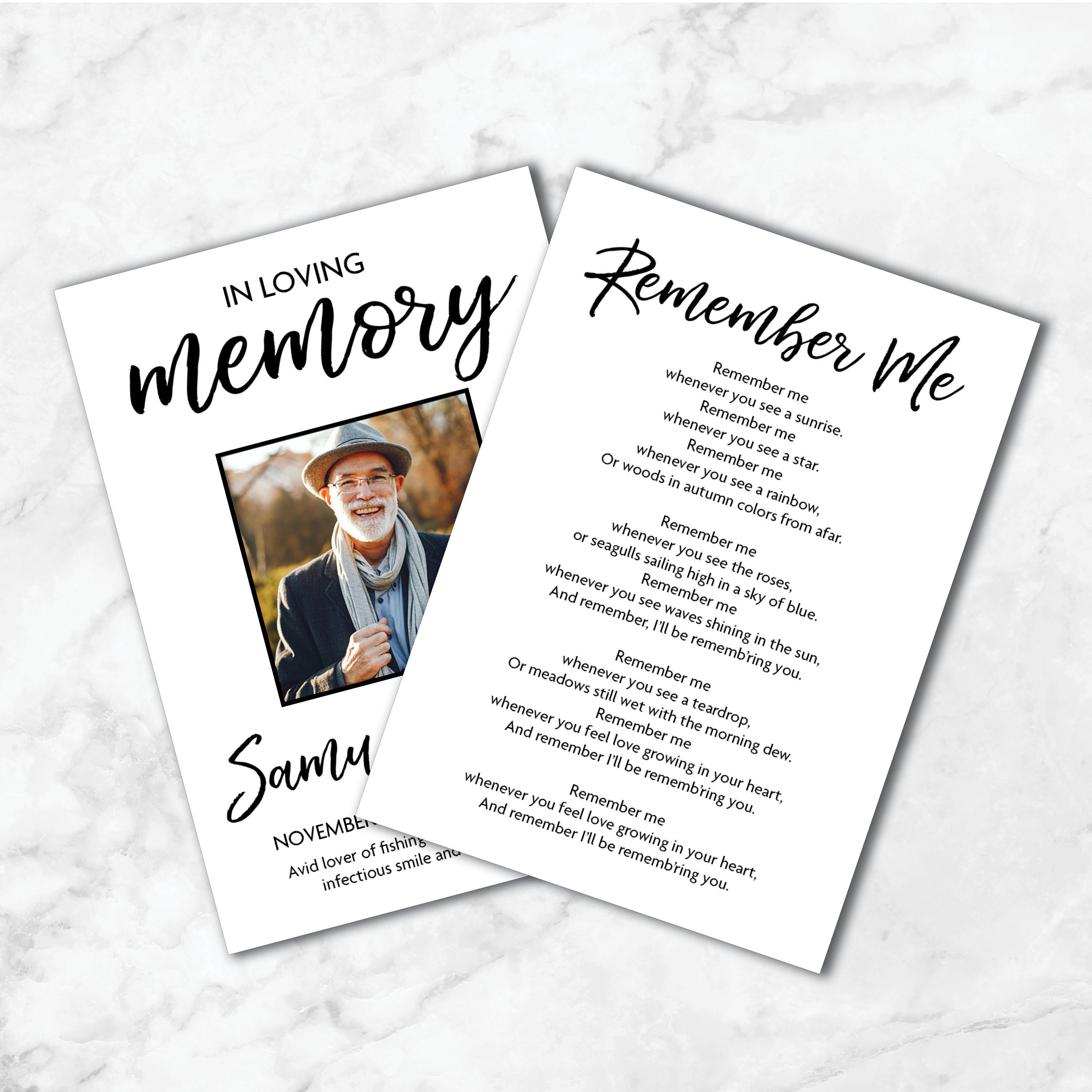 Memorial Poem Card Celebration of Life Funeral - Etsy