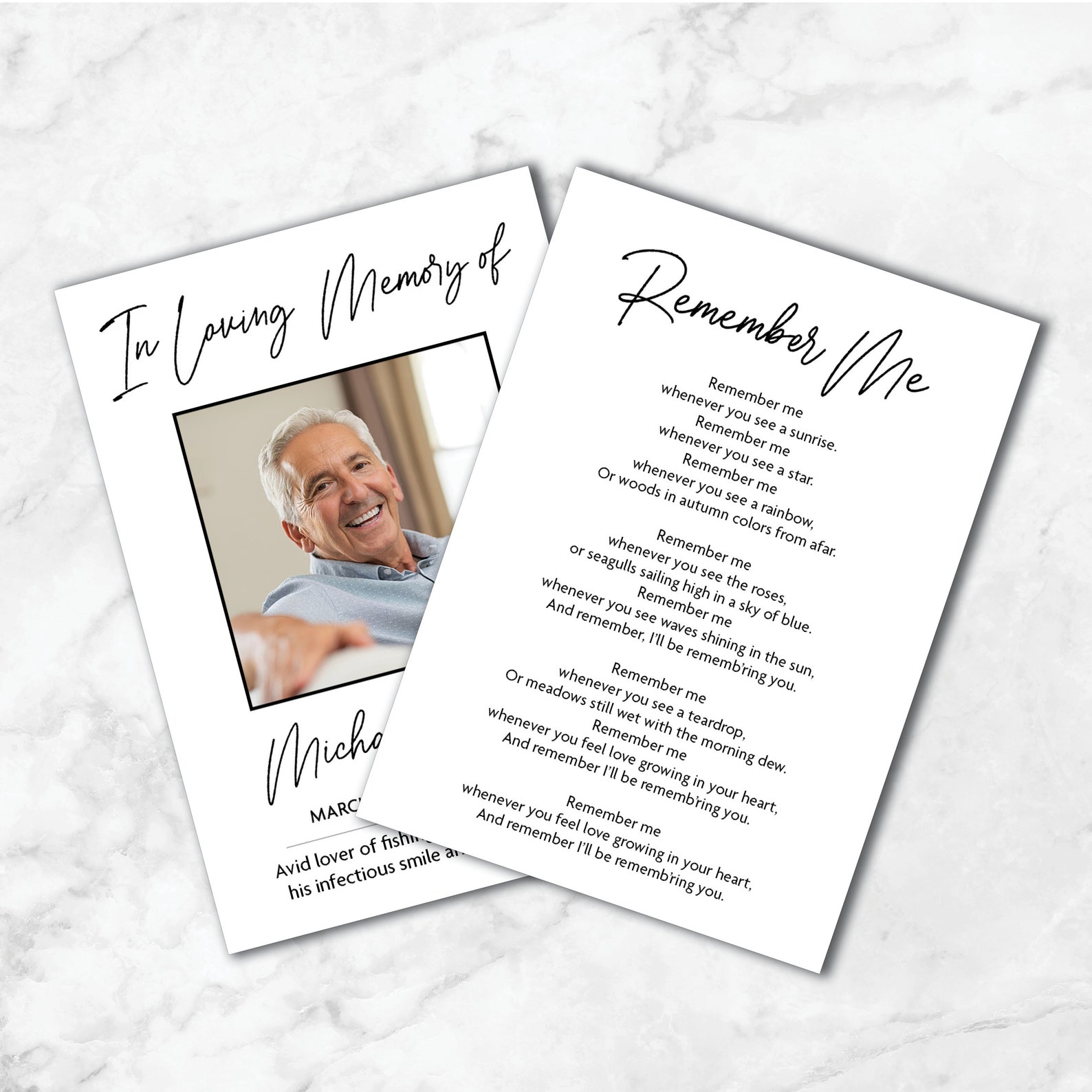 Memorial Poem Card | Celebration of Life | Prayer Card | Print, Text or ...