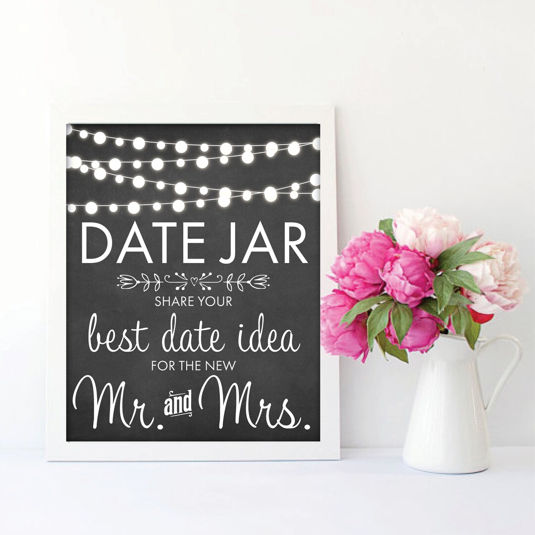 Date Jar Sign | Best Date Idea | Rustic Wedding or Shower Decoration - Etsy