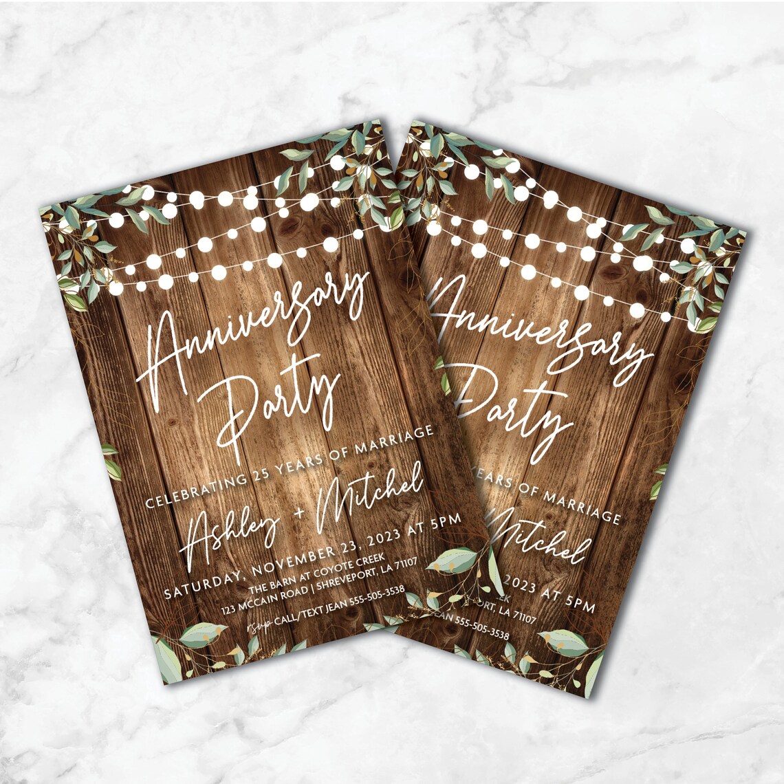 Rustic Anniversary Party Invitation | Print, Text or Email Invite - Etsy