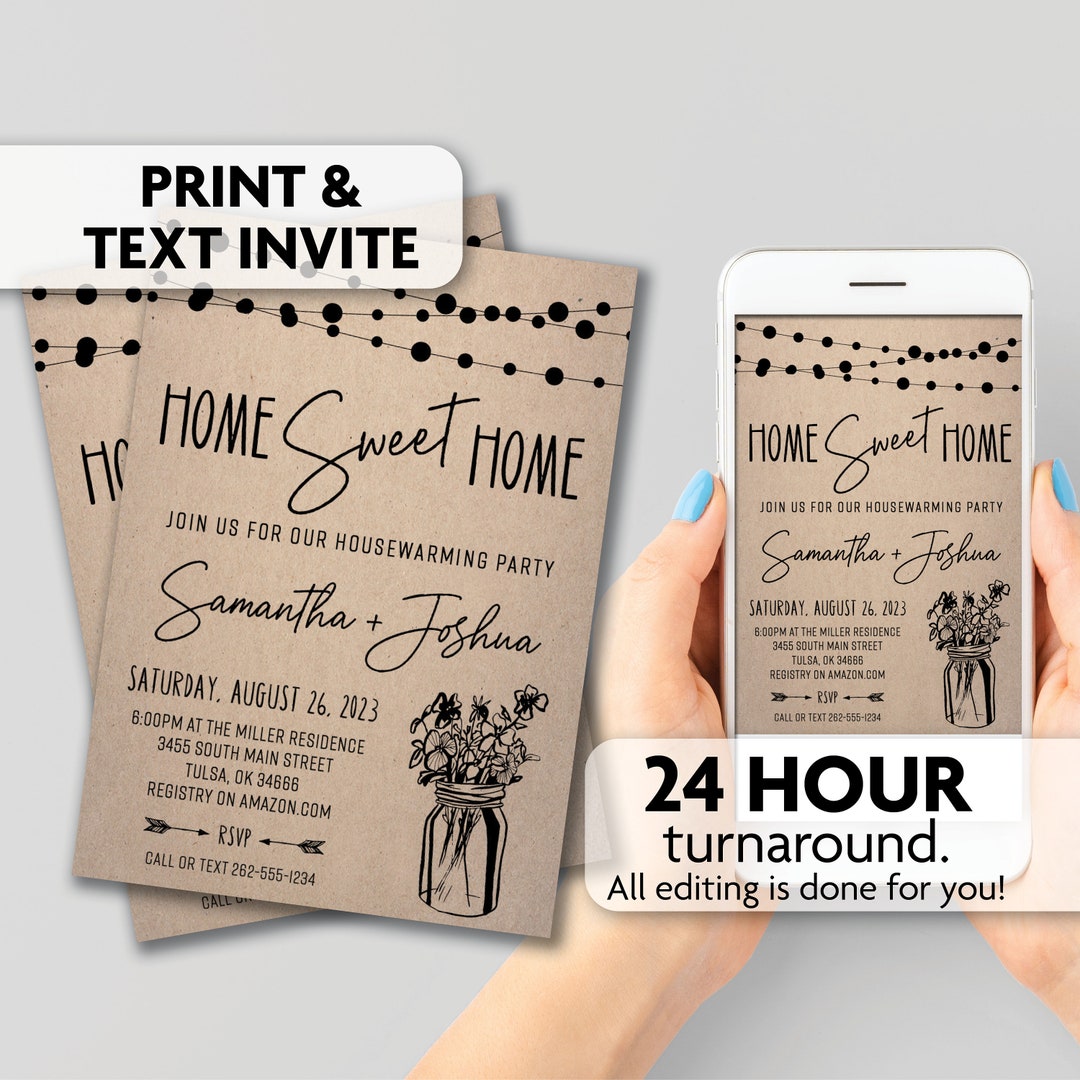 Home Sweet Home Housewarming Invitation | Print, Text or Email Invite ...